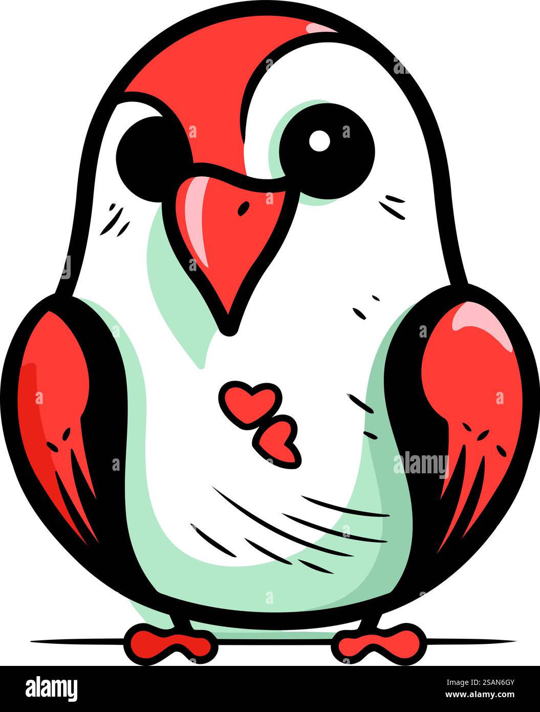 Cute little bird with heart in its beak. Vector illustration Stock ...