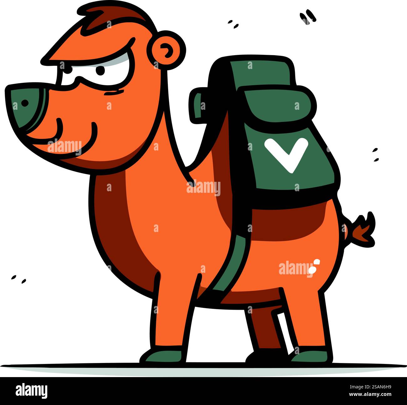 Camel with backpack. Vector illustration in a flat cartoon style Stock ...