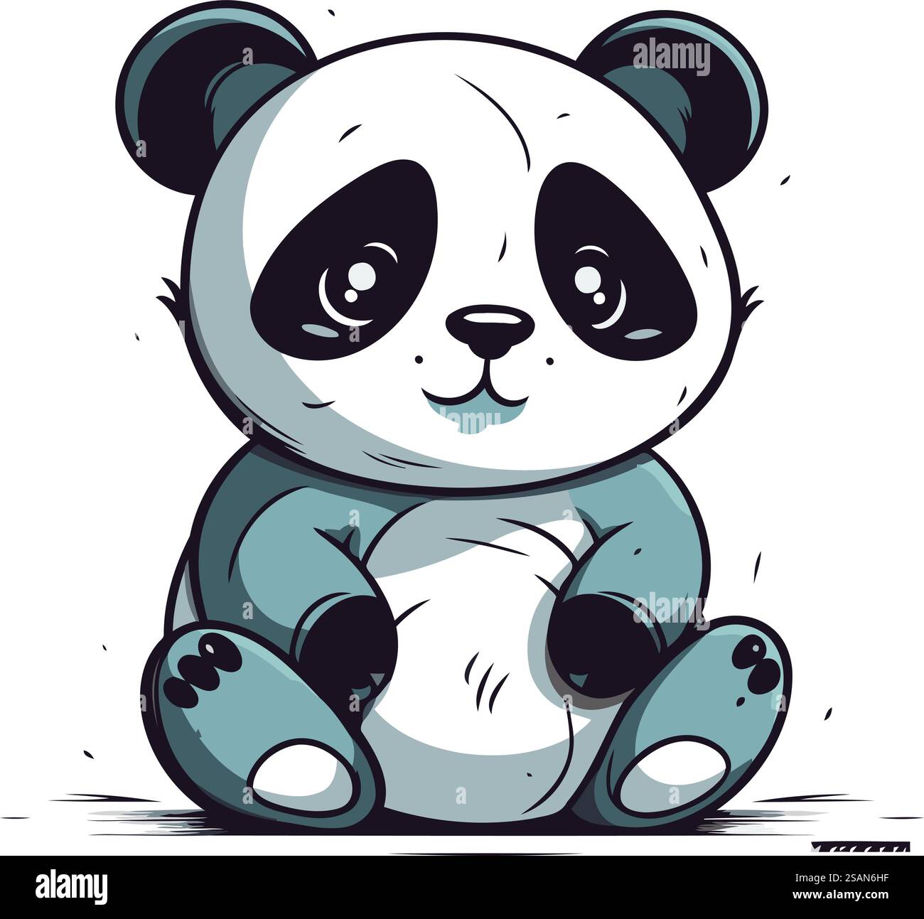 Cute cartoon panda sitting on the floor. Vector illustration Stock ...