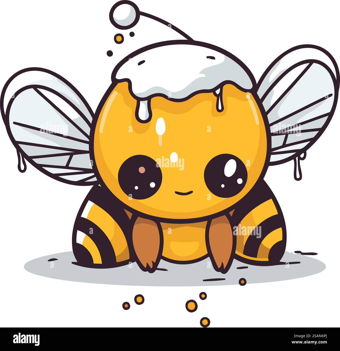 Cute cartoon bee with snow on its face. Vector illustration Stock ...