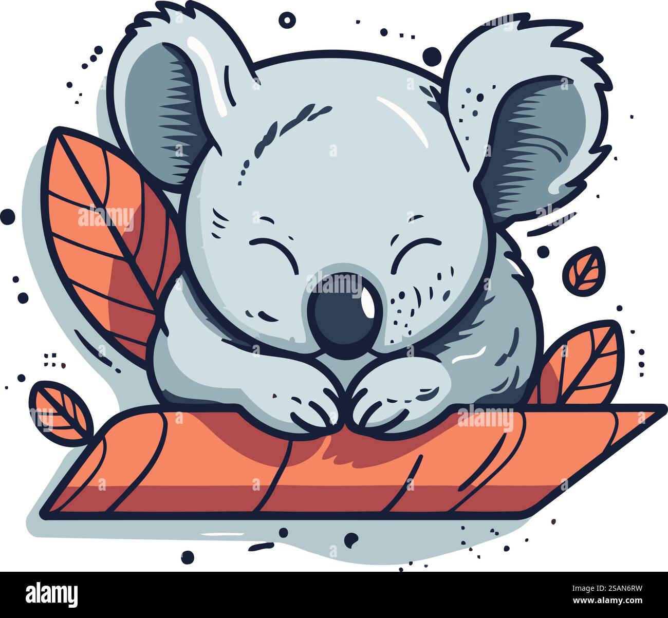 Cute koala sleeping on a log. Vector cartoon illustration Stock Vector ...