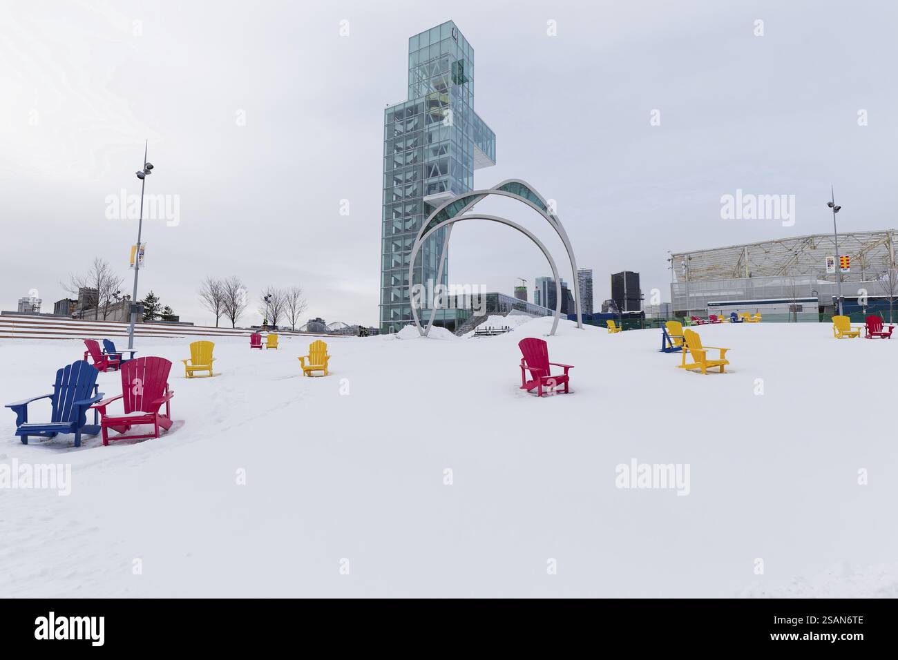Architecture, new modern observation tower in the Old Port, Montreal ...