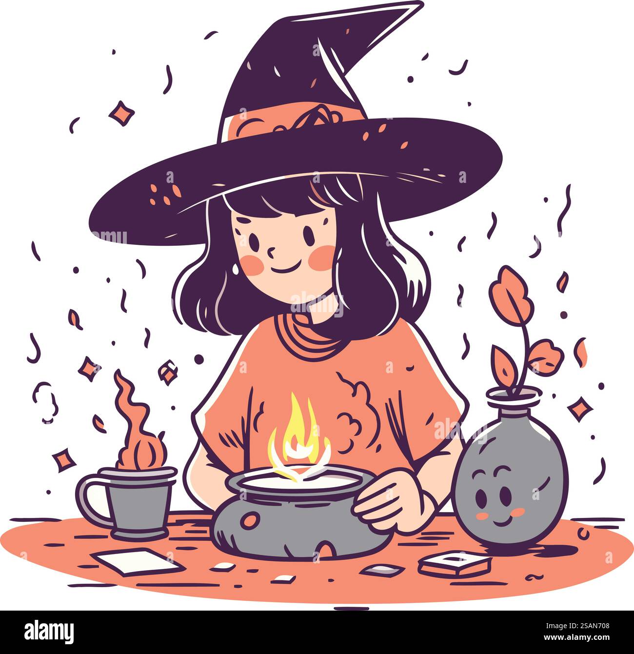 Halloween girl cartoon hi-res stock photography and images - Alamy