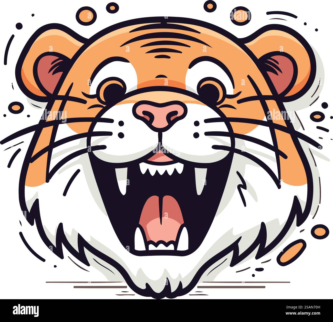 Angry tiger head. Vector illustration isolated on white background ...