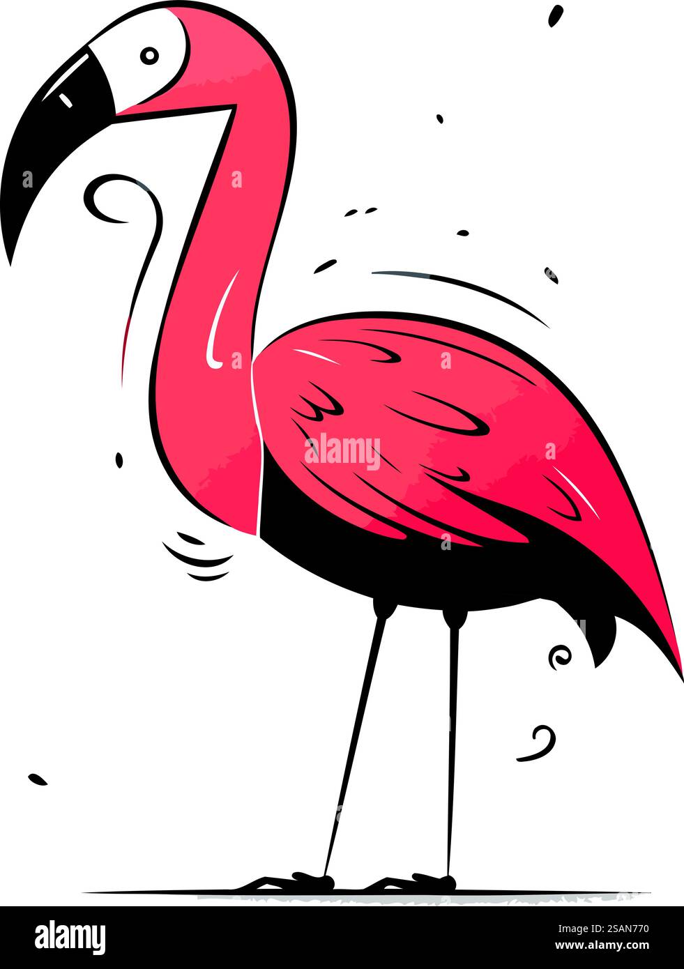 Flamingo. Hand drawn vector illustration. Isolated on white background ...