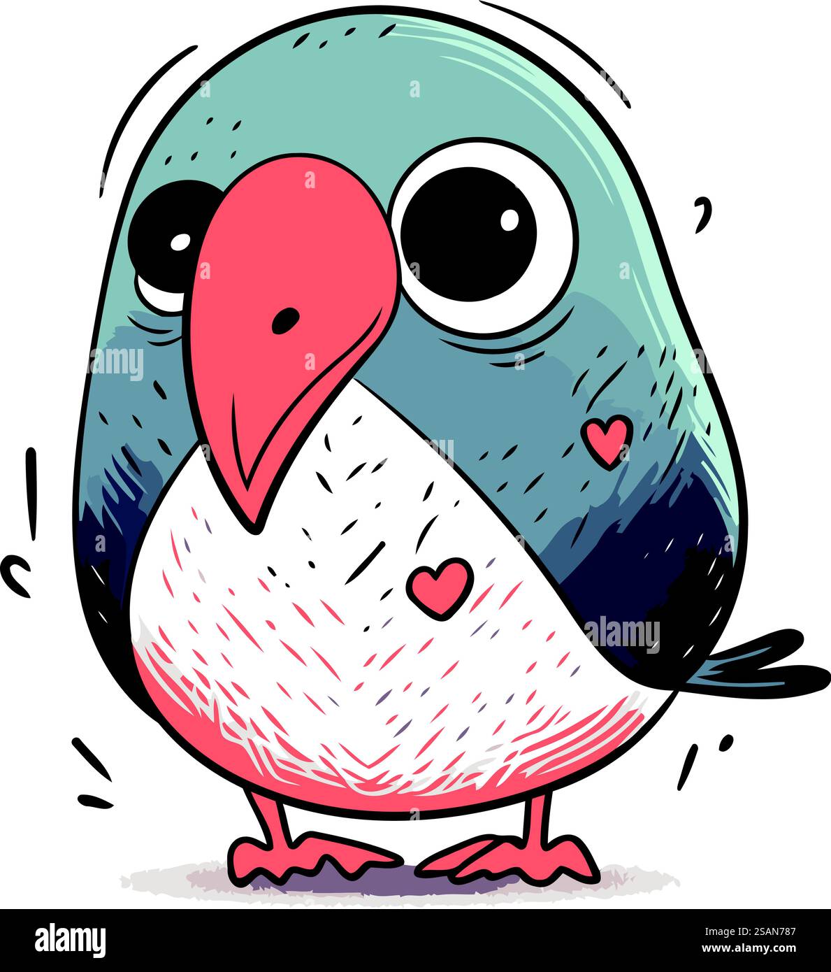 Cute cartoon penguin with heart shaped eyes. Vector illustration Stock ...
