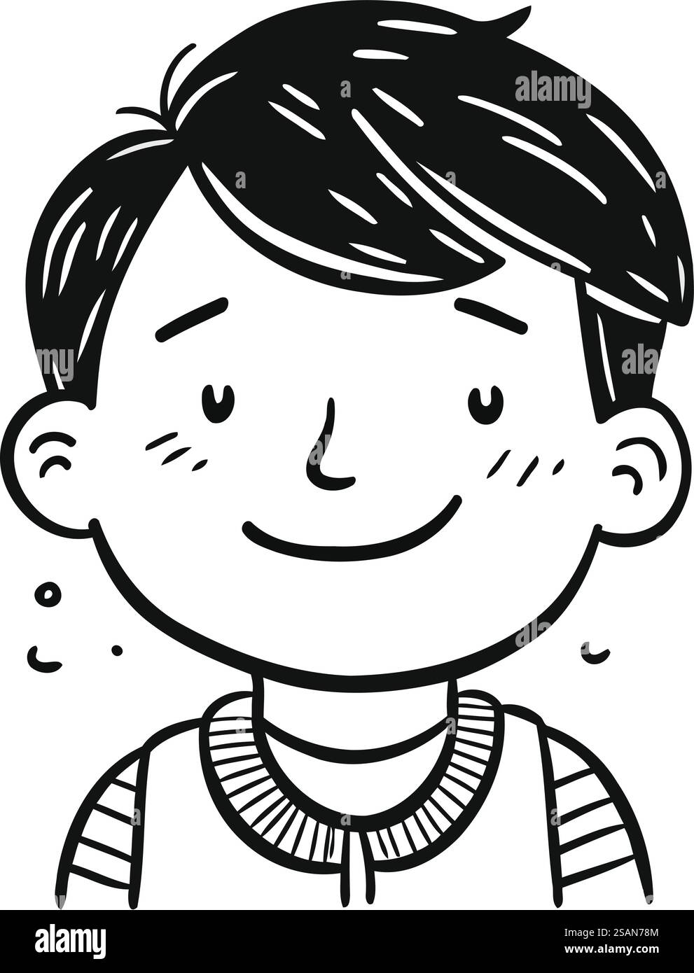 Vector illustration of a boy with short hair. Hand drawn style Stock ...