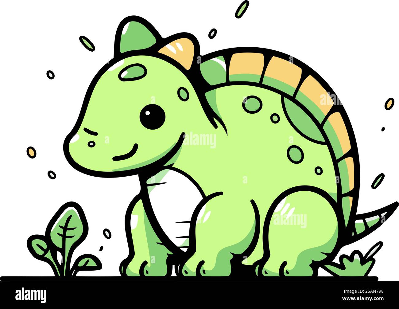 Cute little dinosaur. Vector illustration in doodle style Stock Vector ...