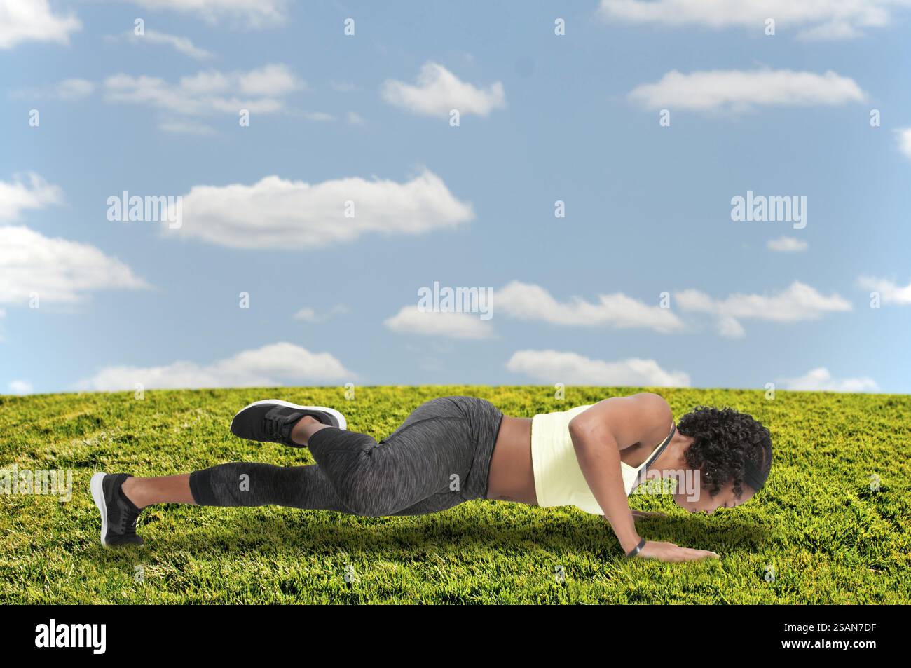 Beautiful fitness woman trains press hi-res stock photography and ...