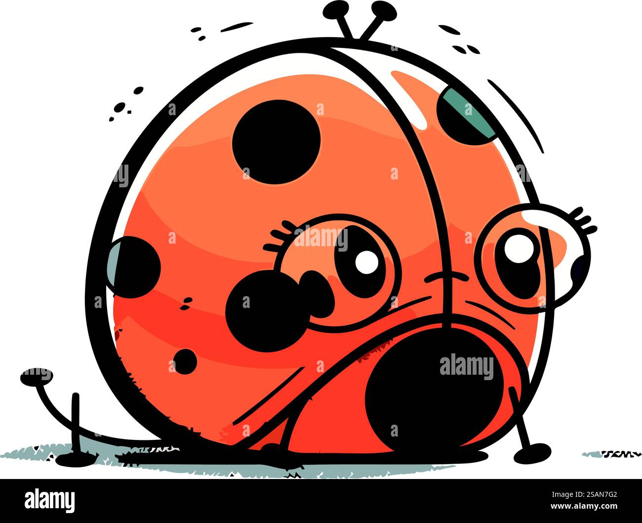 Cute cartoon ladybug. Vector illustration. Isolated on white background ...