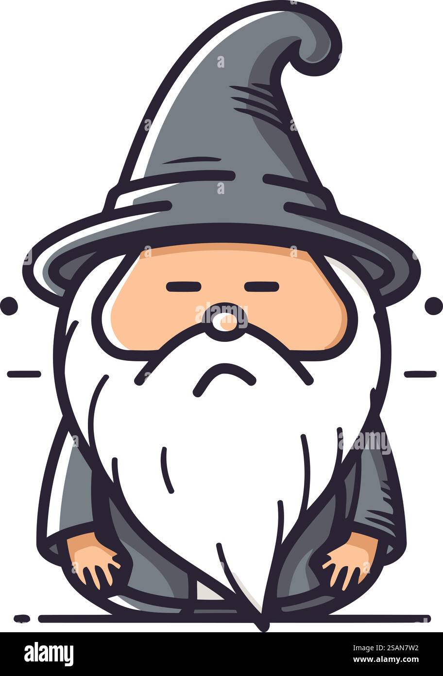 Cartoon wizard with a mustache. Vector illustration. Isolated on white ...
