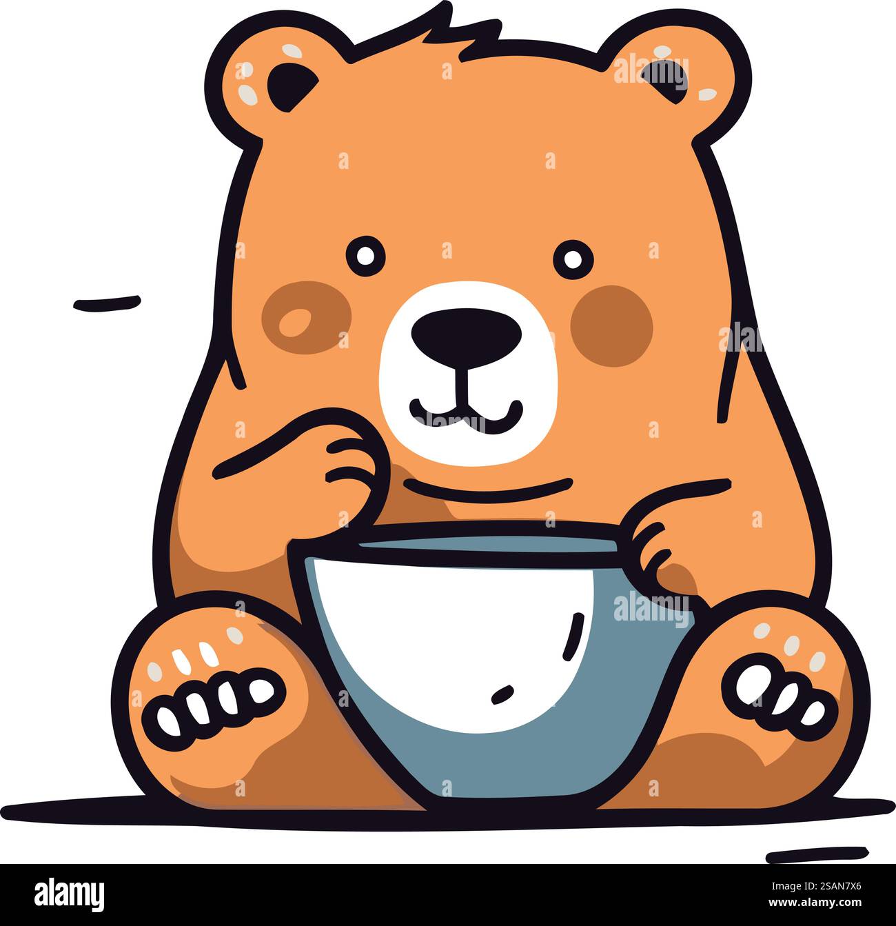 Cute cartoon bear with a cup of tea. Vector illustration Stock Vector ...