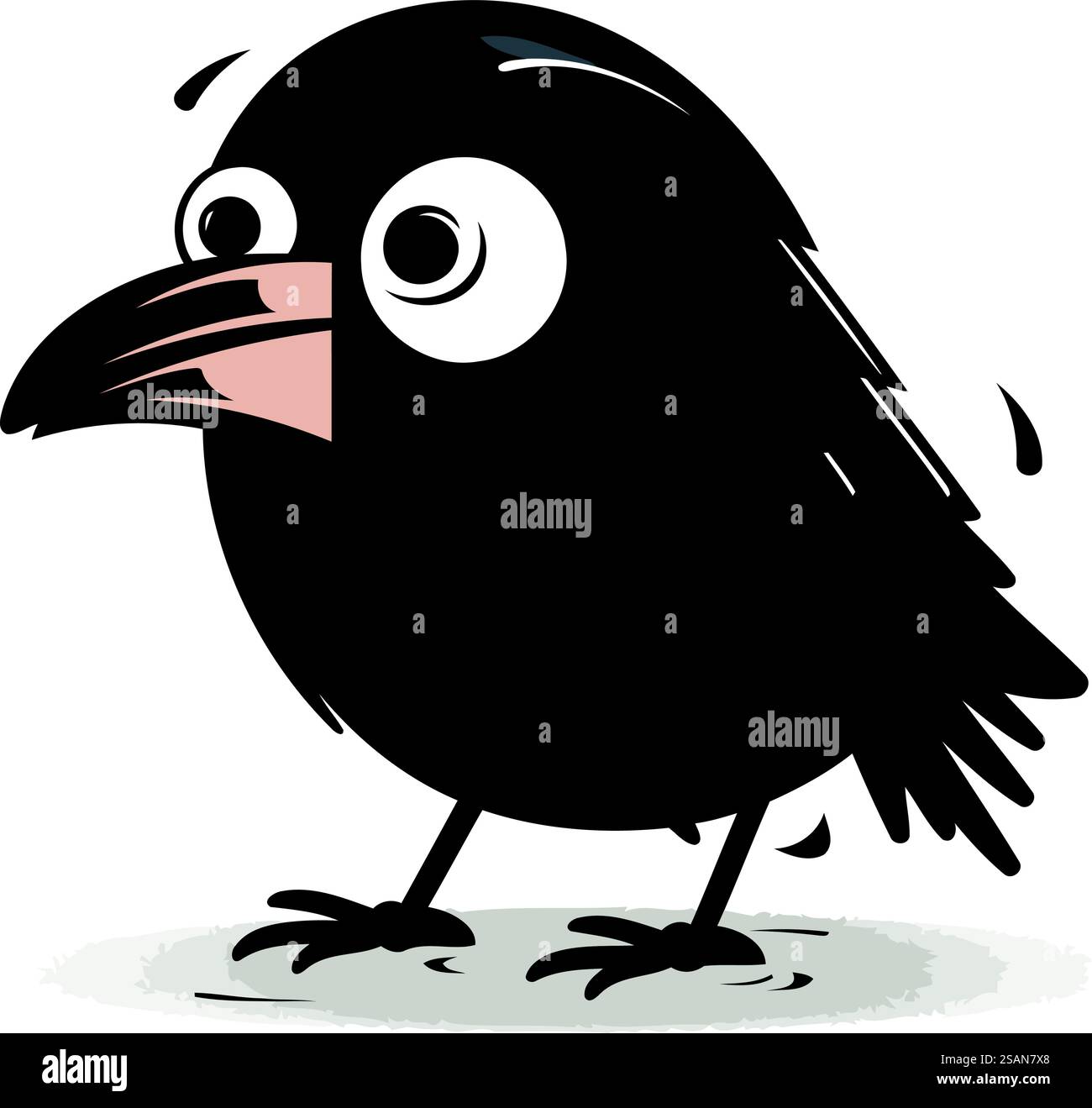 Cute black crow isolated on a white background. Vector illustration ...