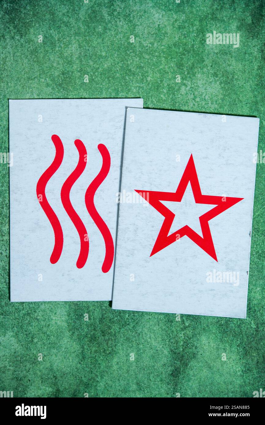 Still life of two Zener cards. Zener cards are used to test psychic ...