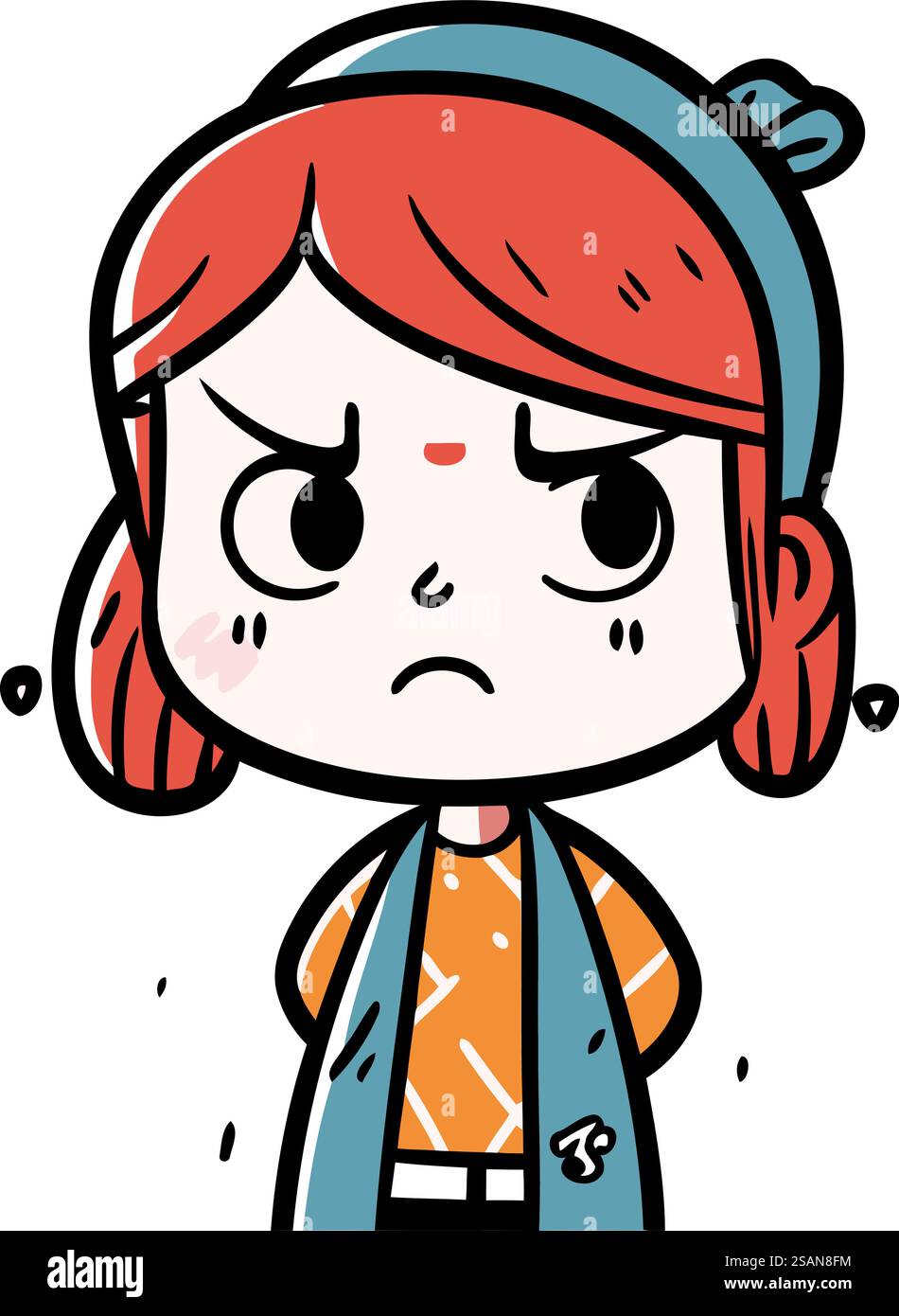 Angry Girl Face Expression Vector Illustration. Cartoon Character ...