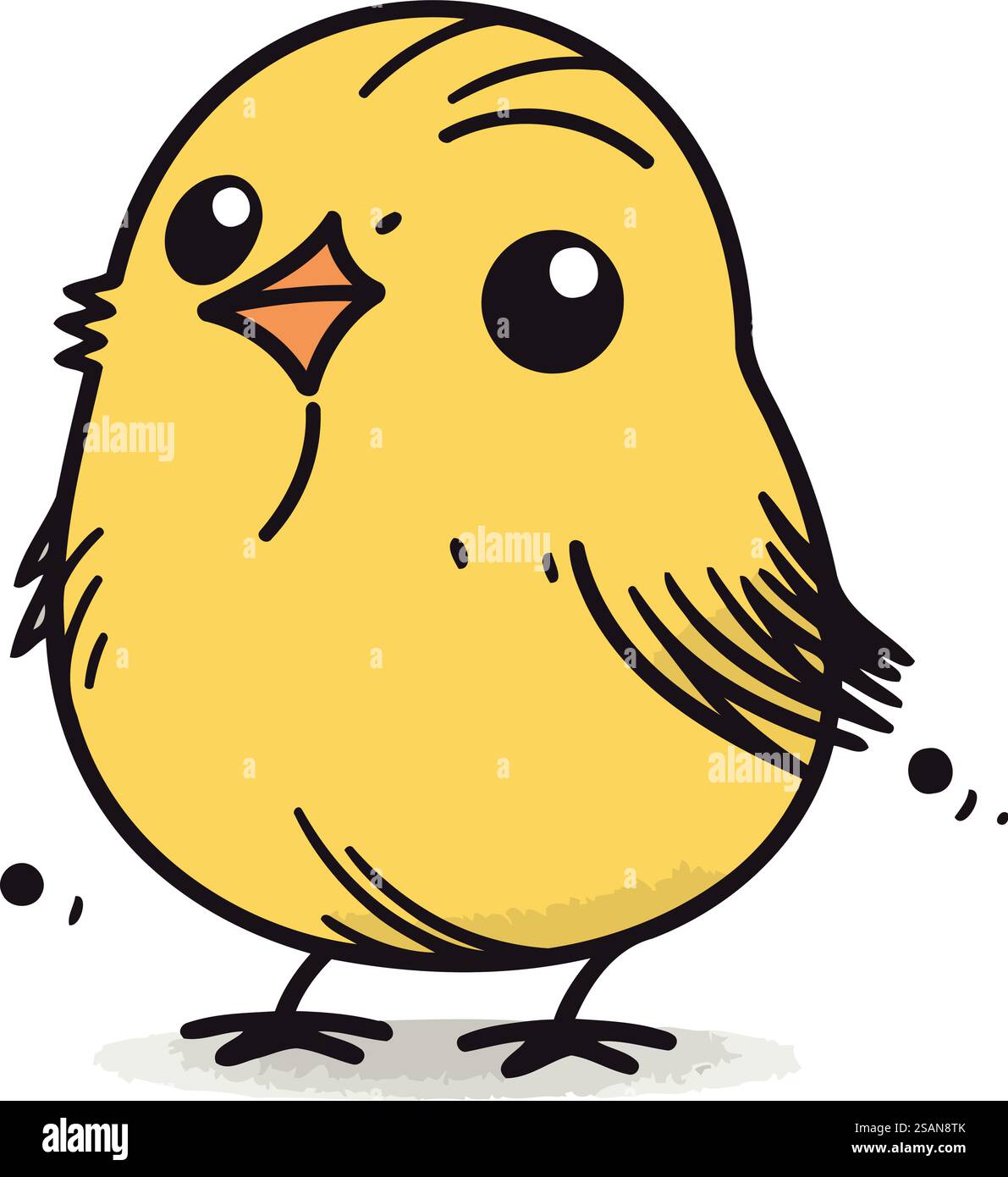 Cute cartoon yellow chick on white background. Vector hand drawn ...