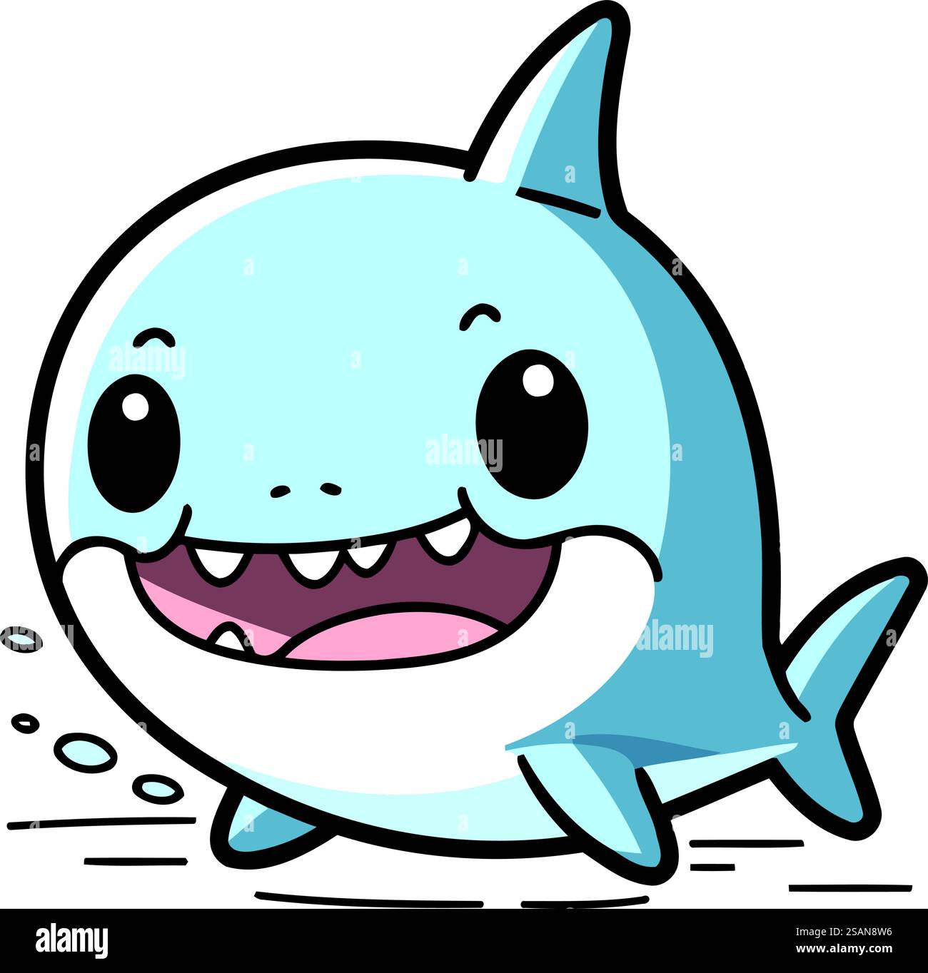 Cute cartoon shark. Vector illustration of a cute smiling shark Stock ...