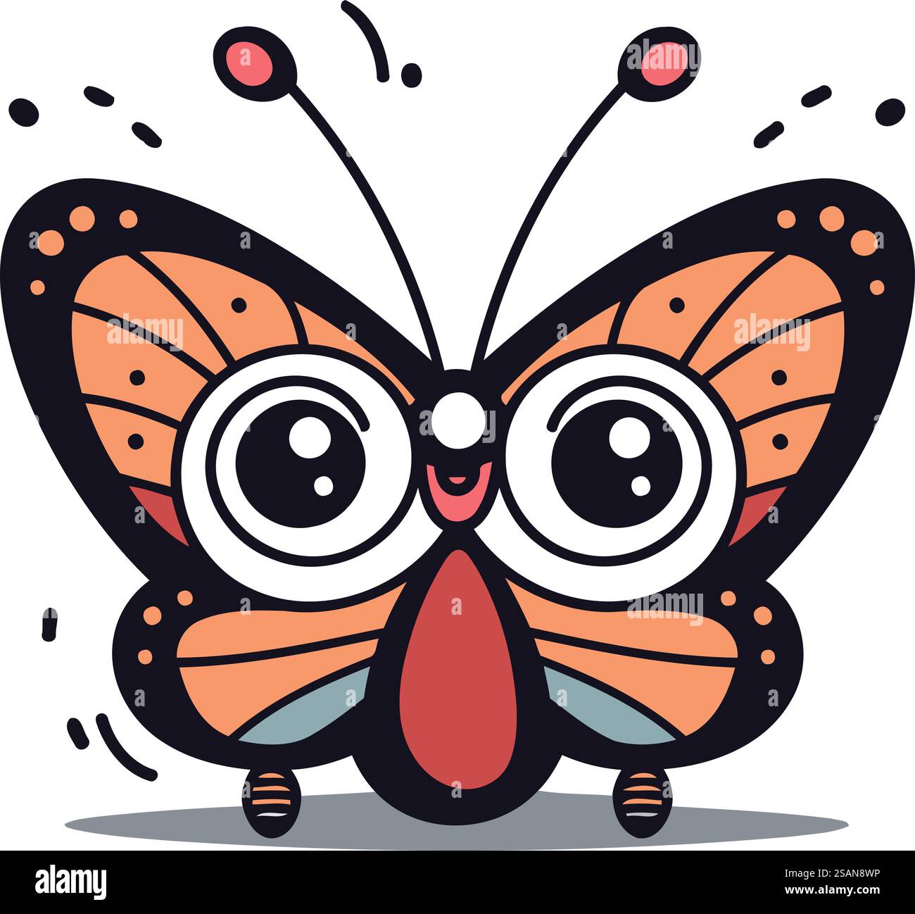 Butterfly Cartoon Mascot Character Design Vector Illustration Stock ...