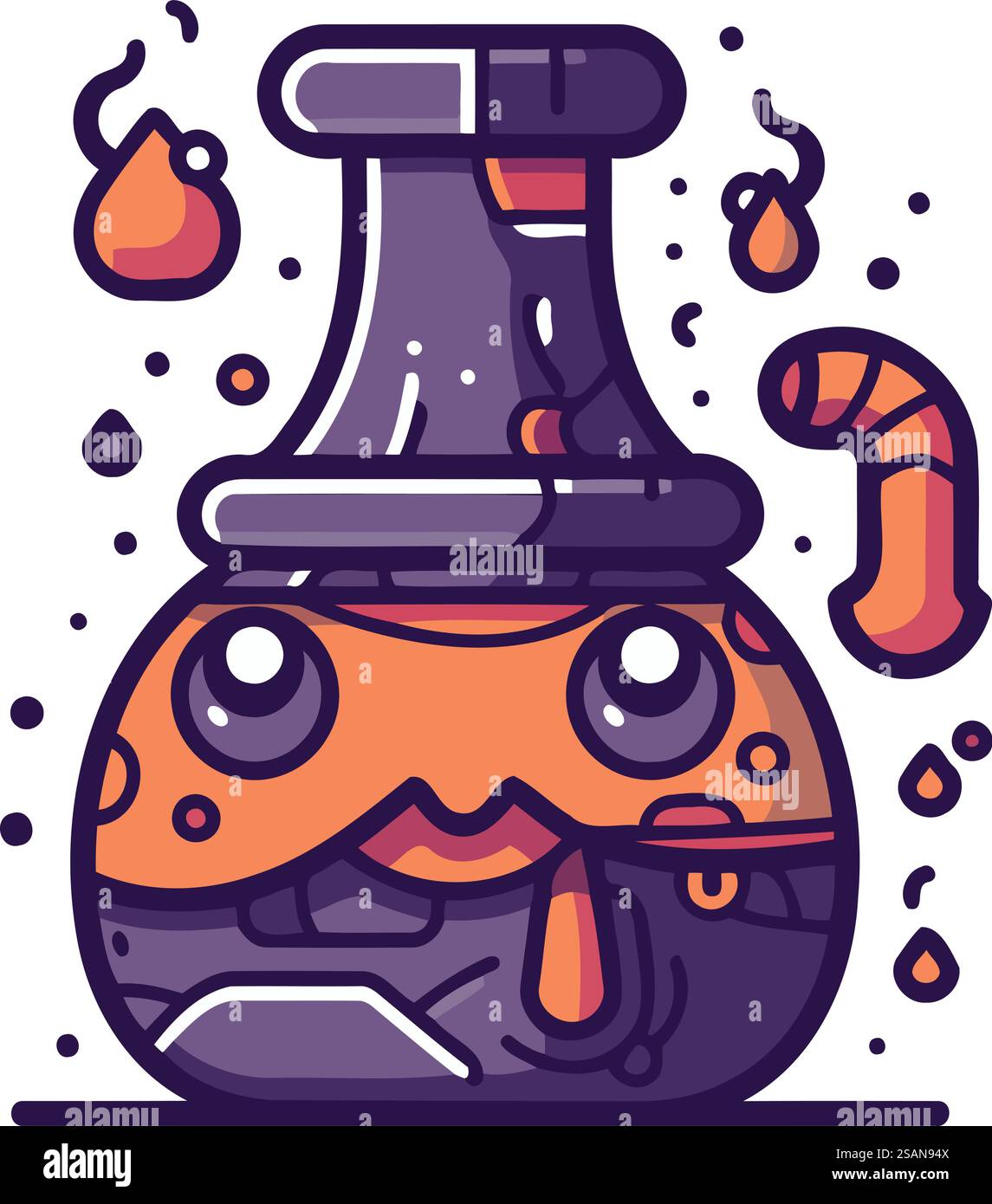 Cute cartoon poison bottle. Vector illustration in line art style Stock ...