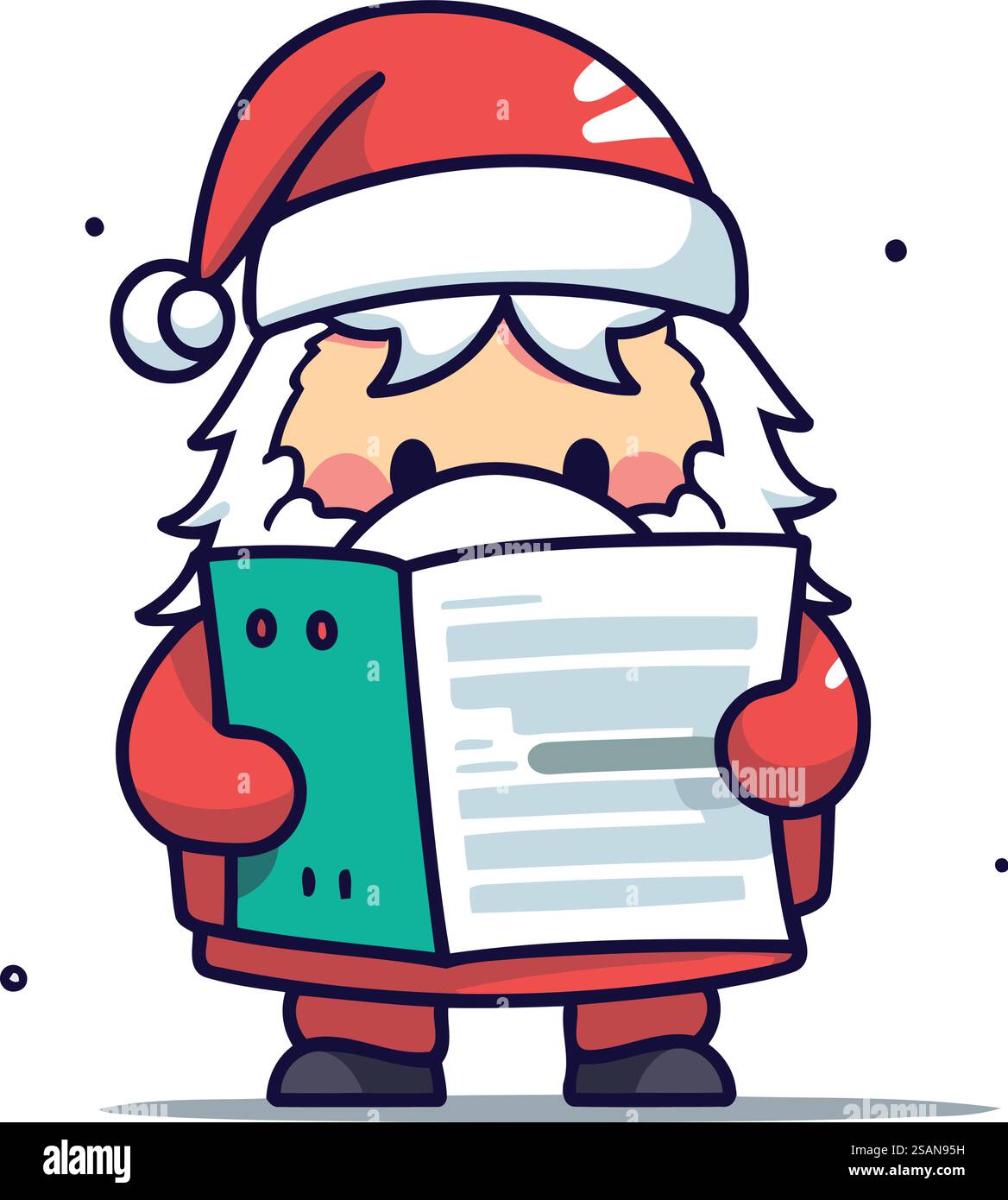Santa Claus reading a letter. Cute cartoon character. Vector ...