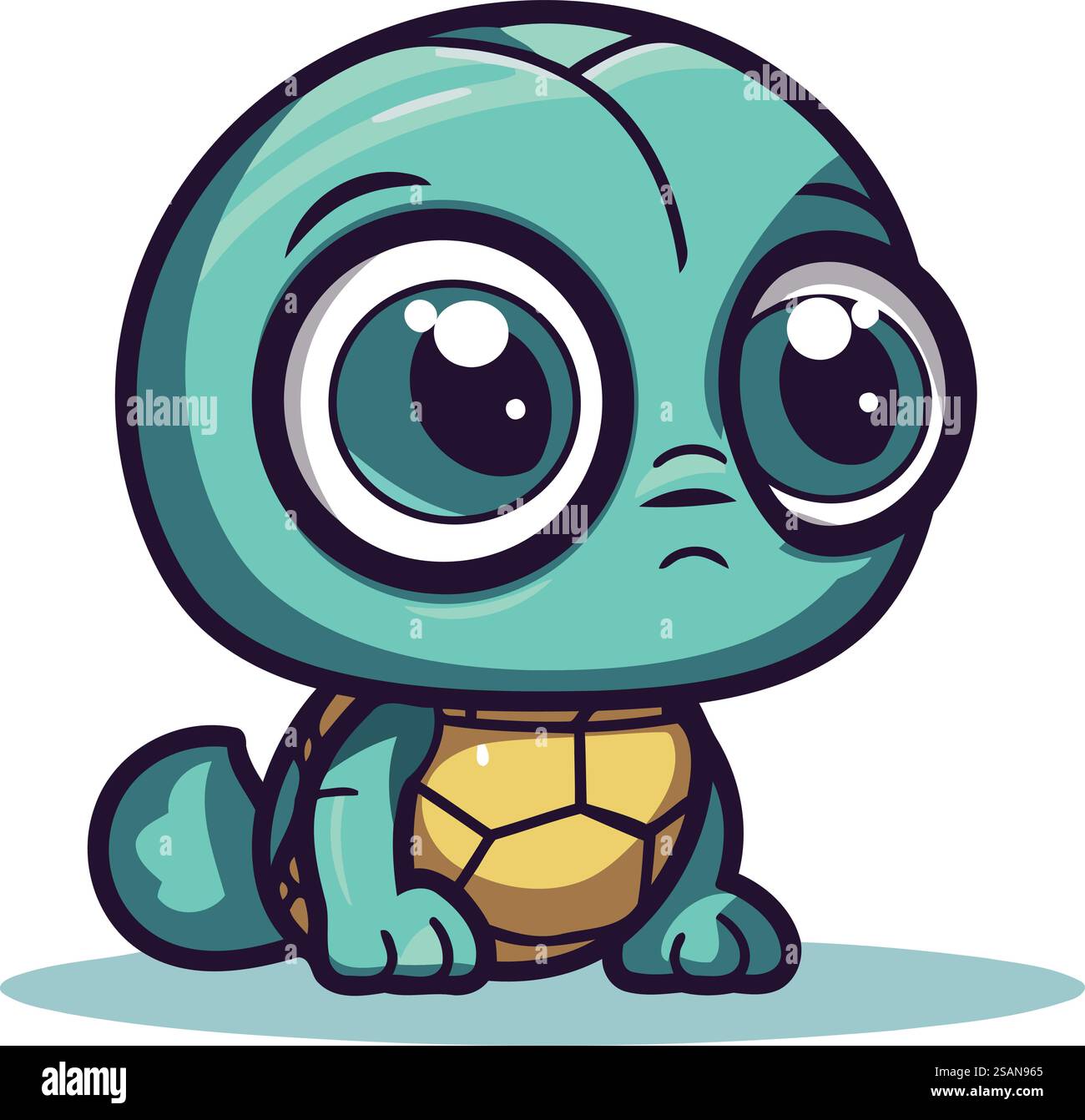 Cute little turtle cartoon character. Vector illustration isolated on ...