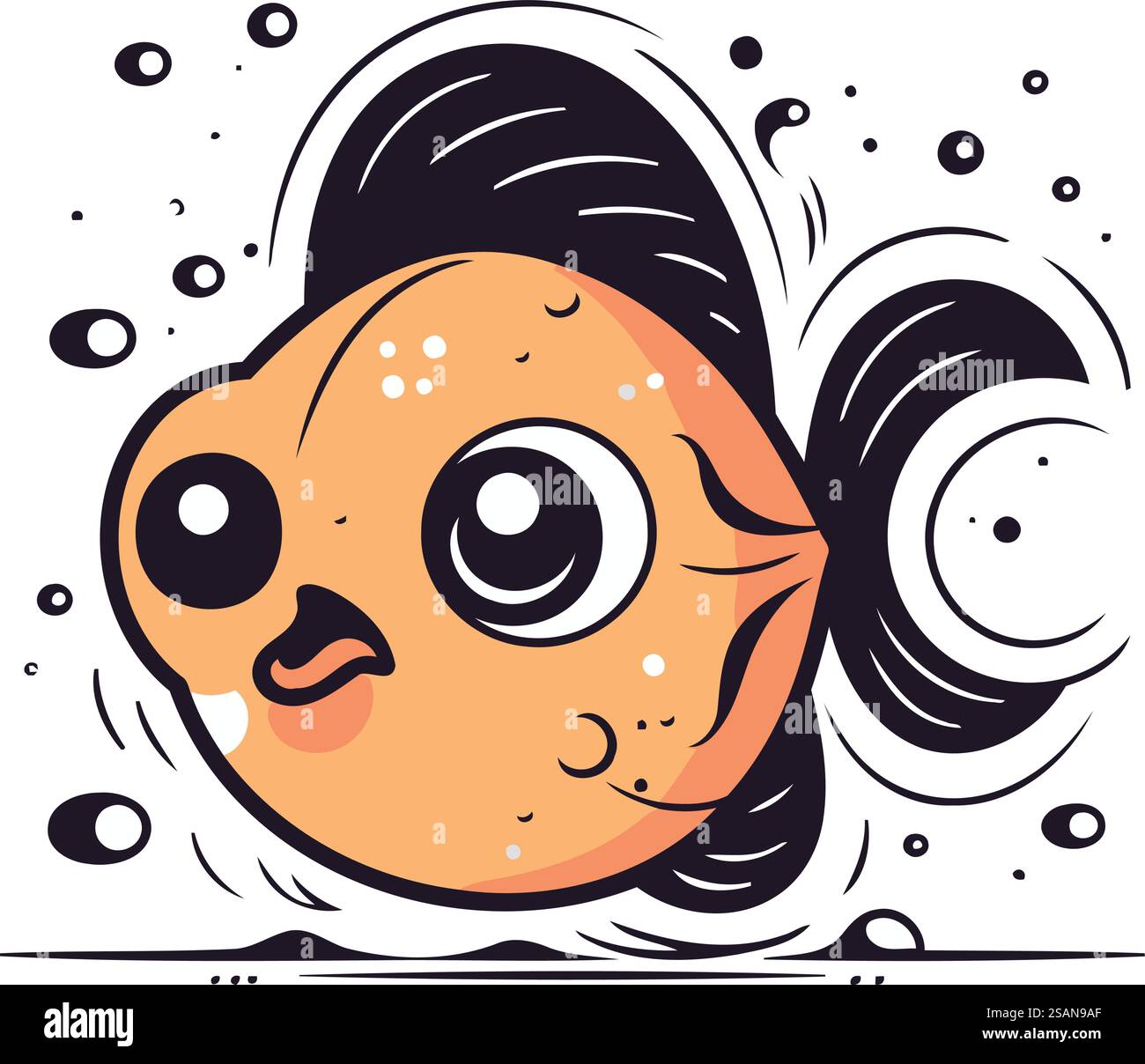 Cute funny fish with big eyes. Hand drawn vector illustration Stock ...