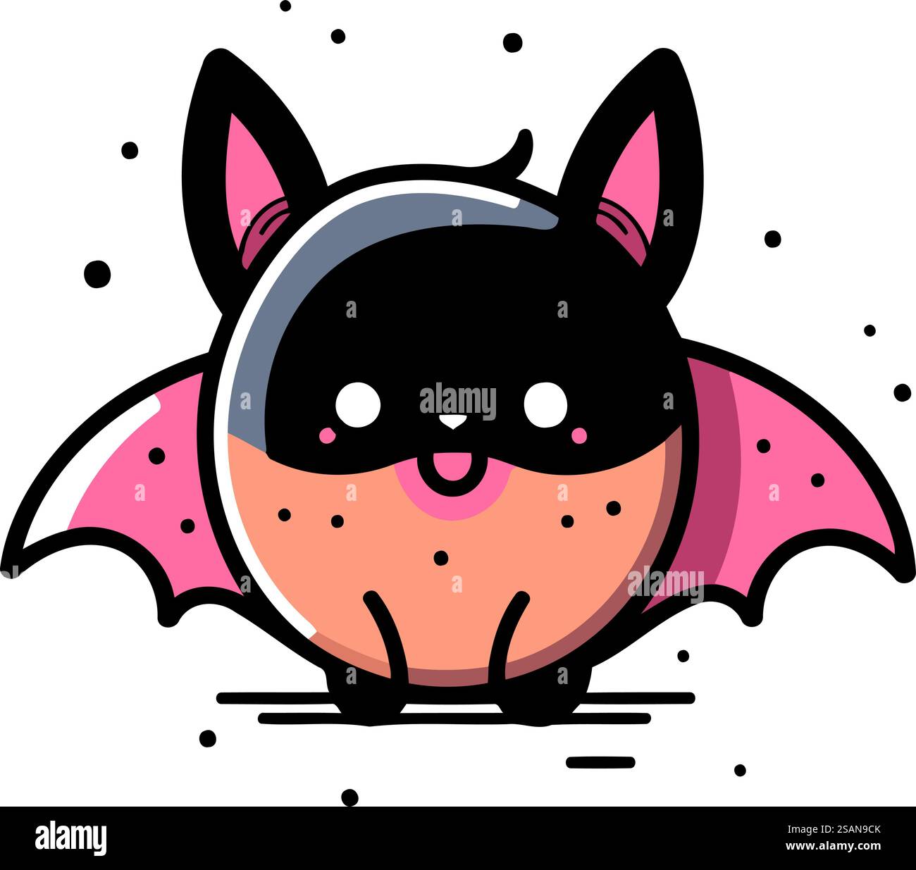 Cute little bat. Vector illustration in flat style. Isolated on white ...