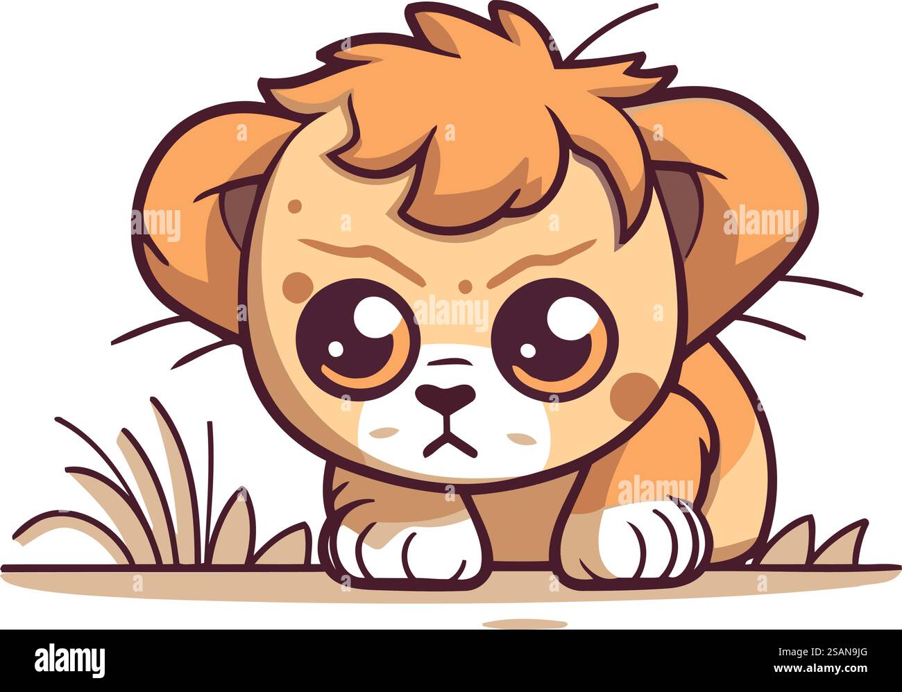 Cute little lion cartoon character. Vector illustration isolated on ...