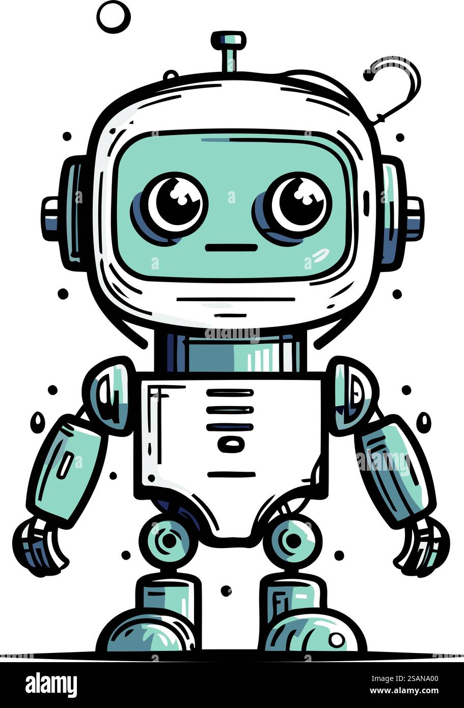 Cute cartoon robot. Vector illustration of a funny robot with eyes ...
