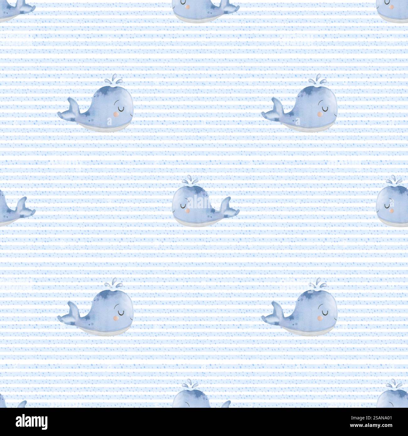 Soft blue watercolor whales create a charming marine pattern, perfect ...