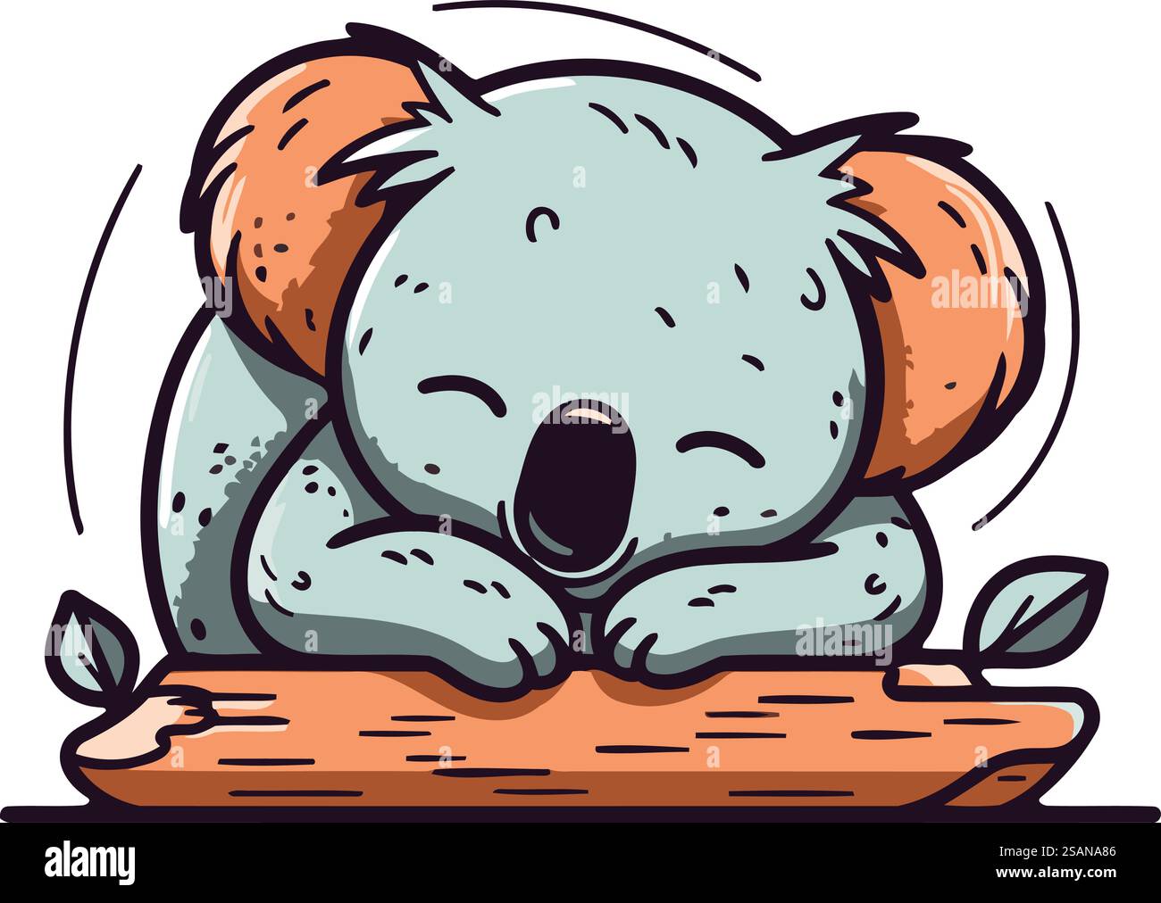 Cute cartoon koala sleeping on a log. Vector illustration Stock Vector ...