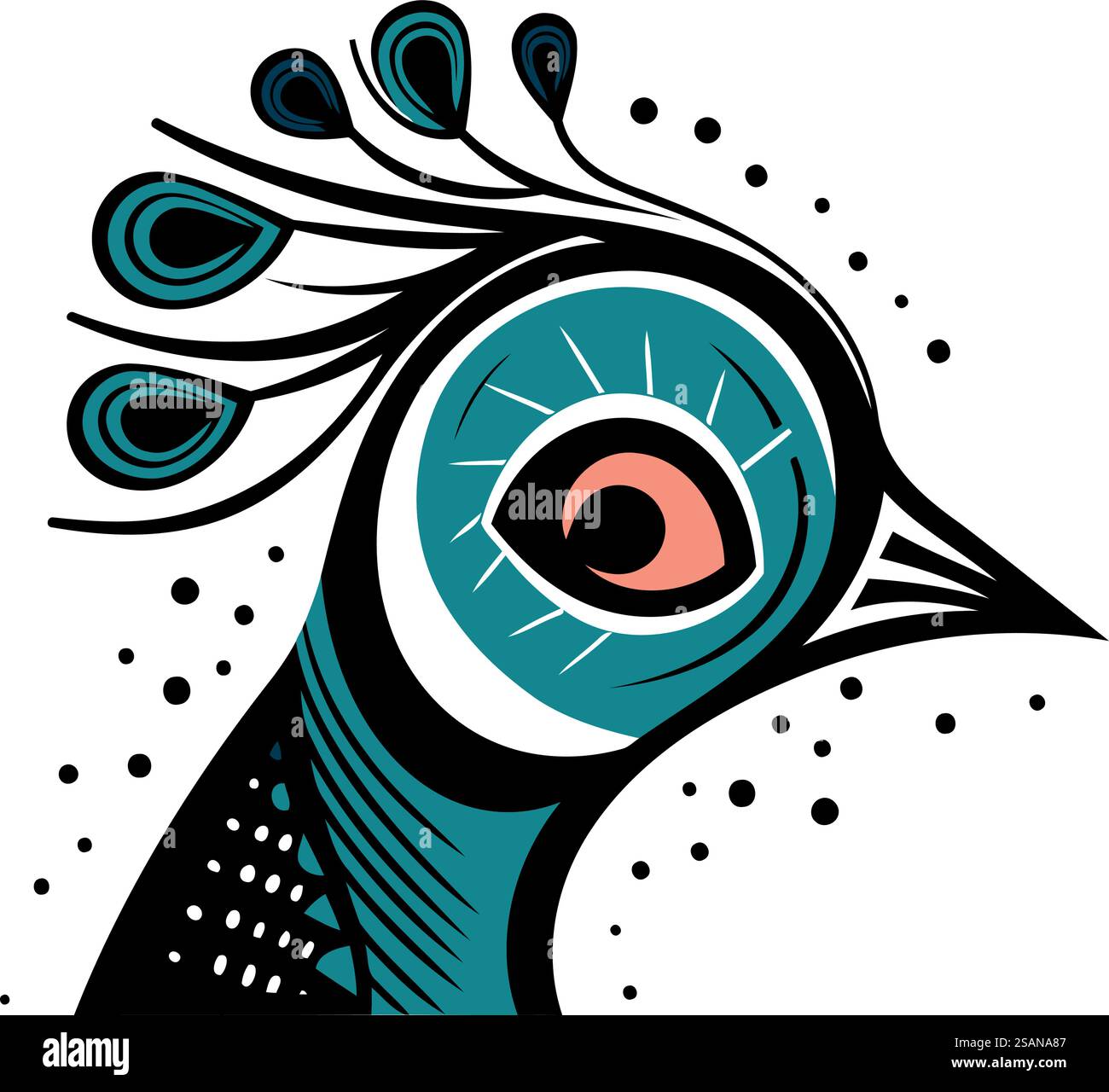 Peacock head. Vector illustration isolated on a white background Stock ...
