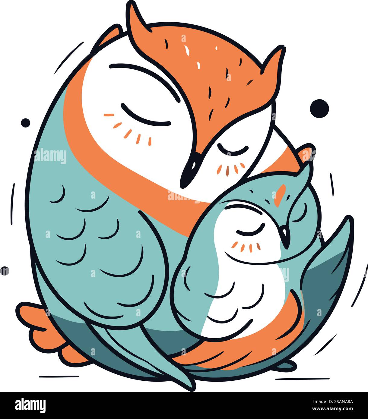 Vector illustration of two cute cartoon owls. Cute hand drawn style ...