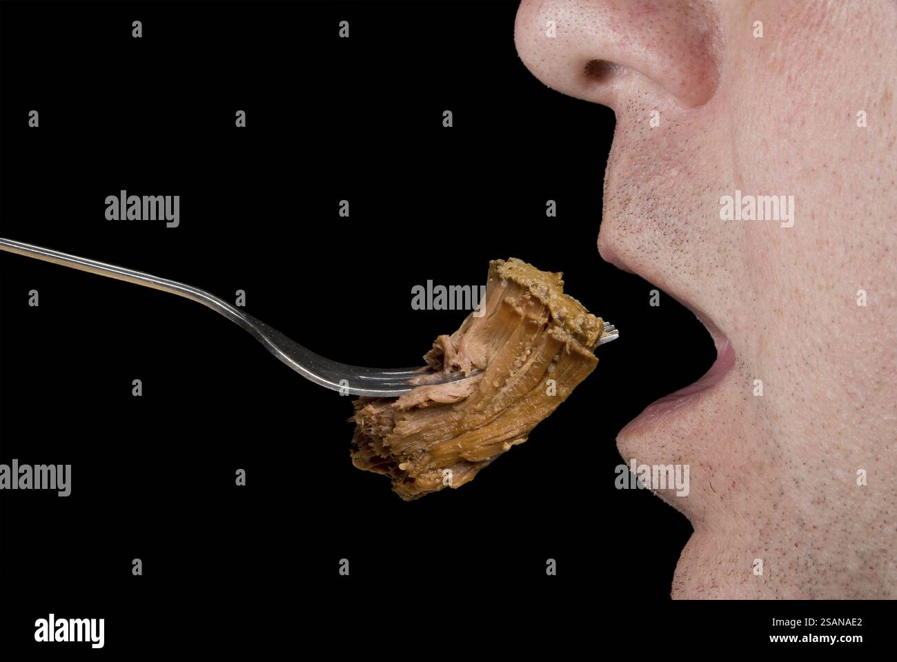 A man eating freshly cooked delicious roast beef Stock Photo - Alamy