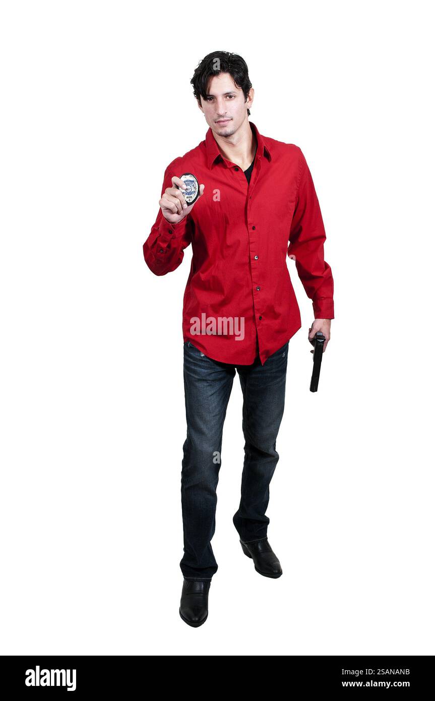 A police detective man on the job with a gun Stock Photo - Alamy