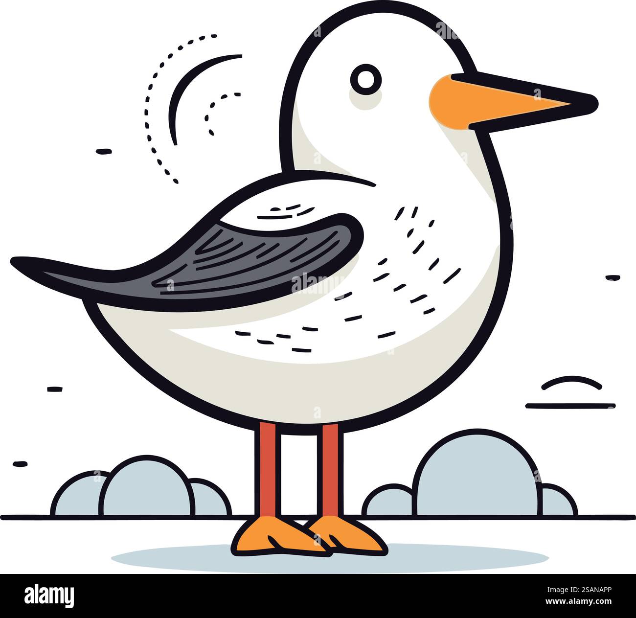 Seagull vector illustration. Flat design style. Bird character Stock ...
