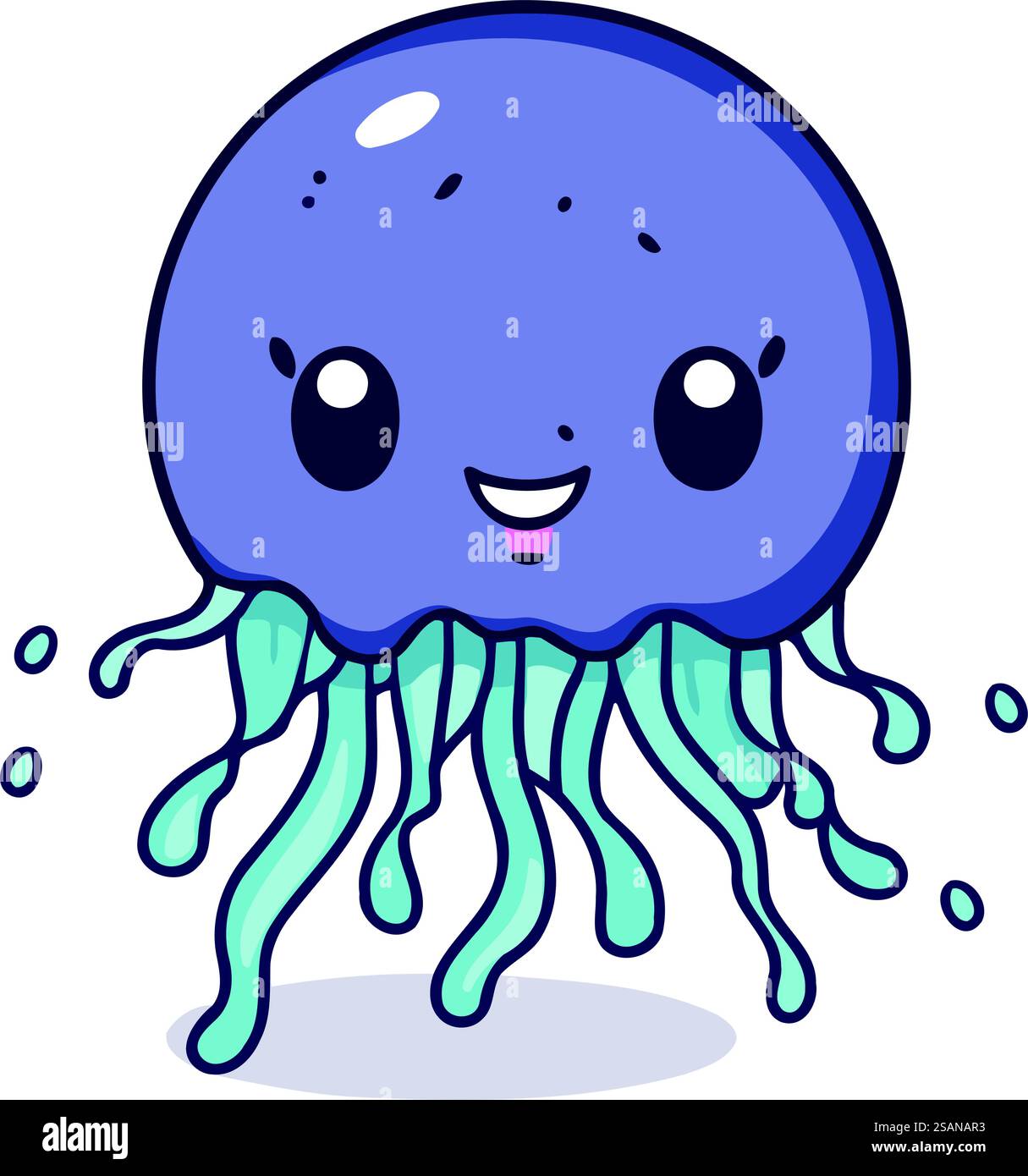 Cute cartoon jellyfish. Vector illustration of a funny jellyfish Stock ...