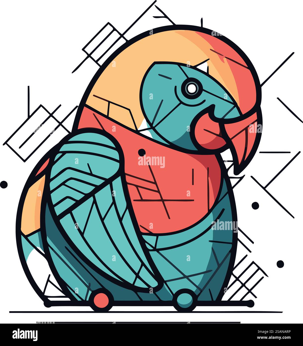 Parrot in the style of the 80s. Vector illustration Stock Vector Image ...