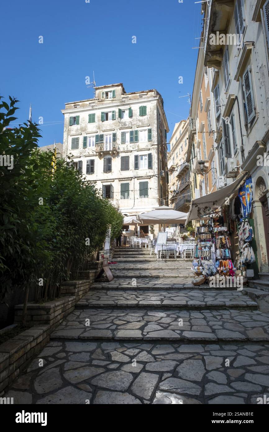 Corfu Town on the Greek island of Corfu in the Ionian Sea, known for ...