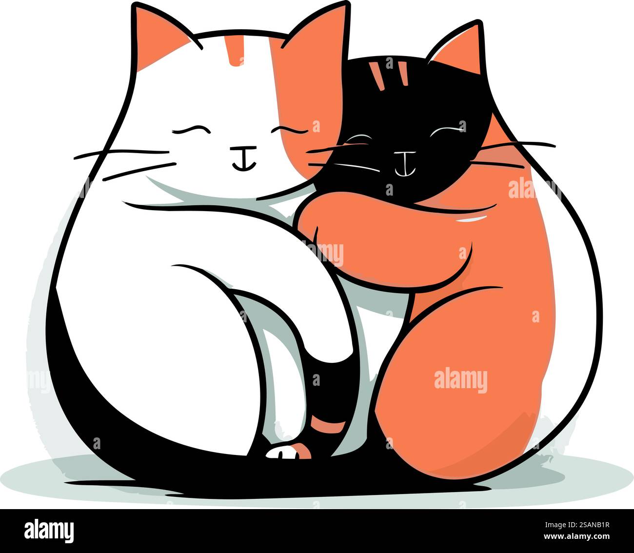 Cute cat and cat sitting on white background. Vector illustration Stock ...