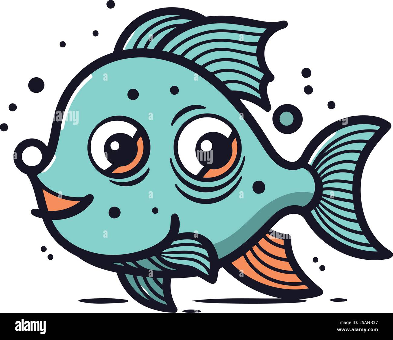Cute cartoon fish. Vector illustration isolated on a white background ...