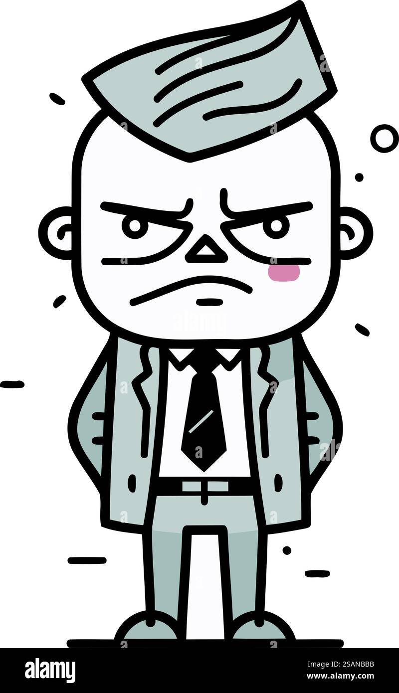 Angry Boss Vector Illustration. Businessman Cartoon Character in Flat ...
