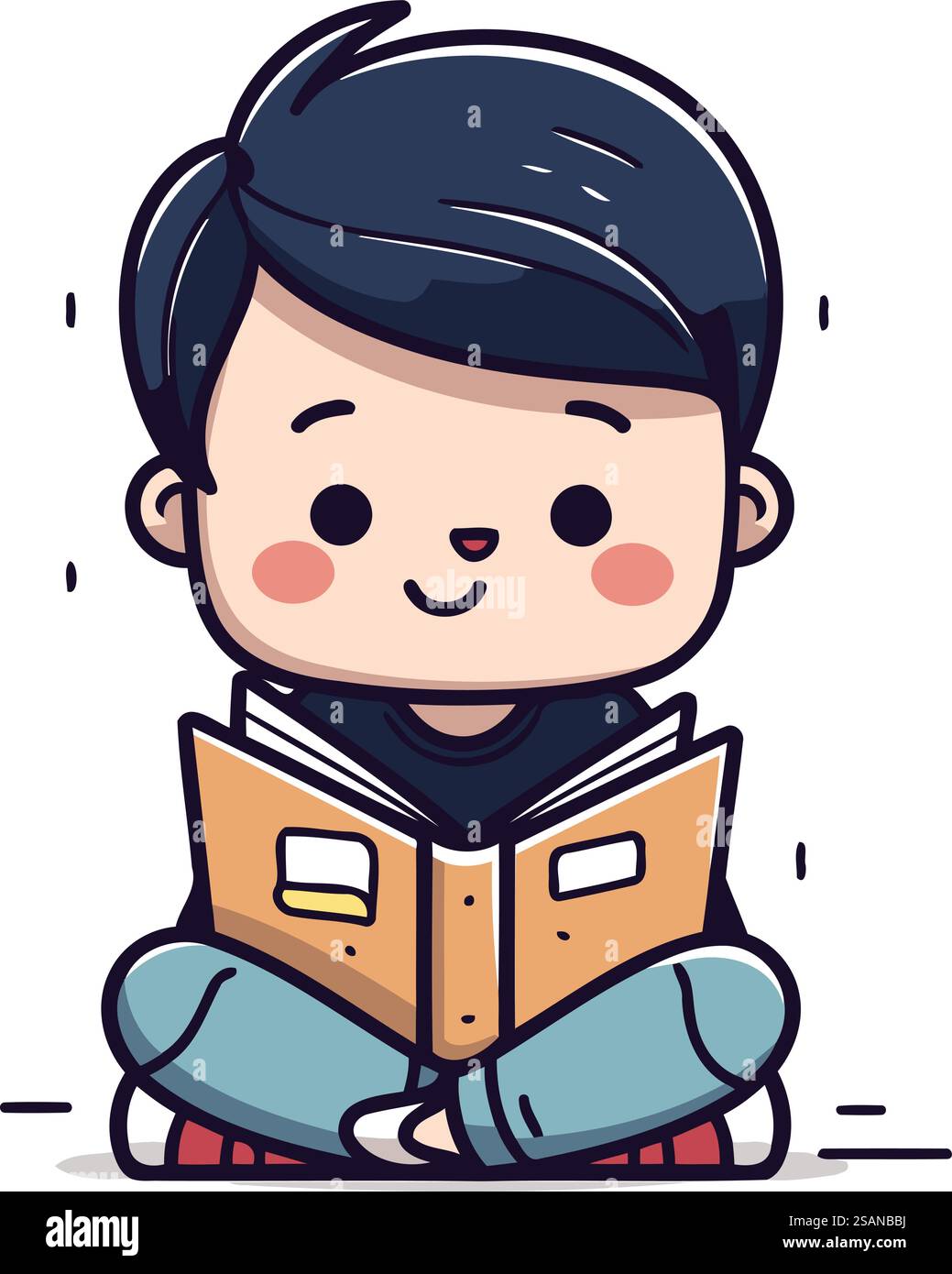 Cute boy reading a book. Vector illustration in a flat style Stock ...