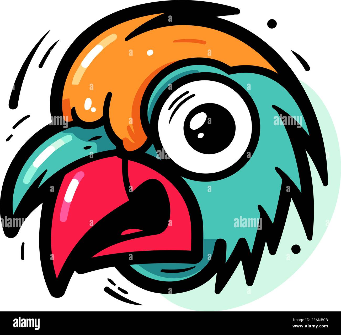 Cartoon parrot head. Vector illustration isolated on white background ...