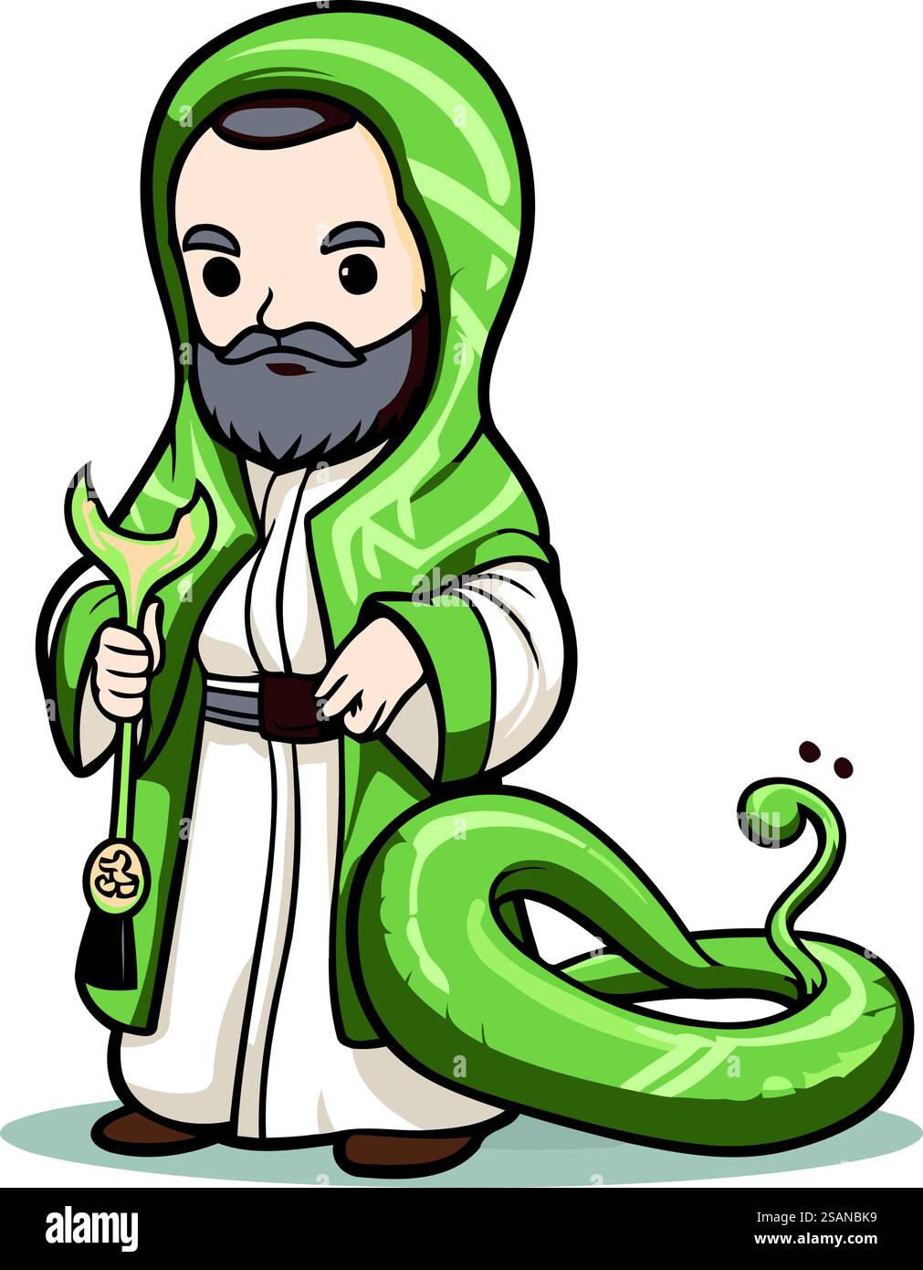Jesus with snake cartoon character isolated on white background. Vector ...
