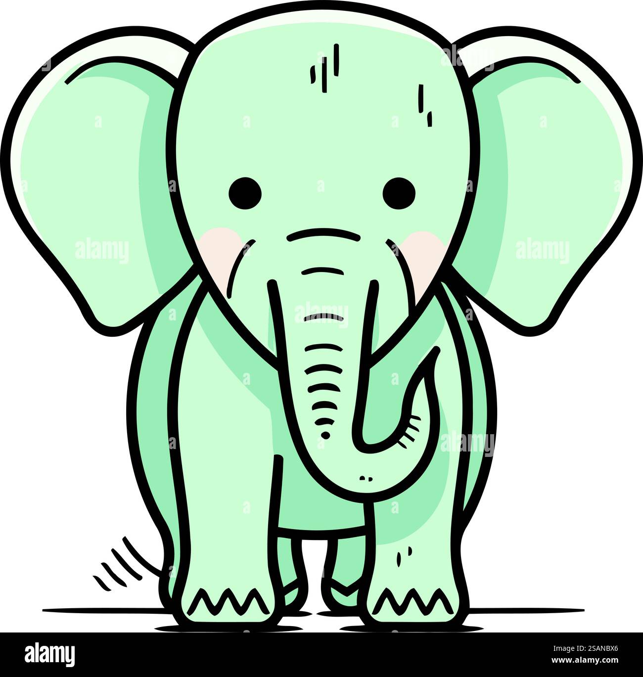 Cute cartoon elephant. Hand drawn vector illustration for your design ...