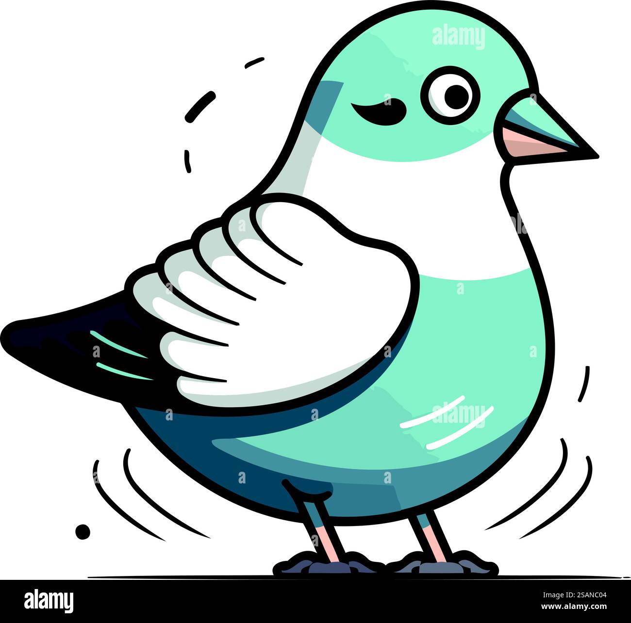 Vector illustration of a cute blue bird. Isolated on white background ...