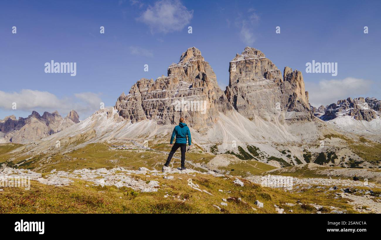 Amidst the breathtaking majesty of the Dolomite Mountains, a rugged and ...