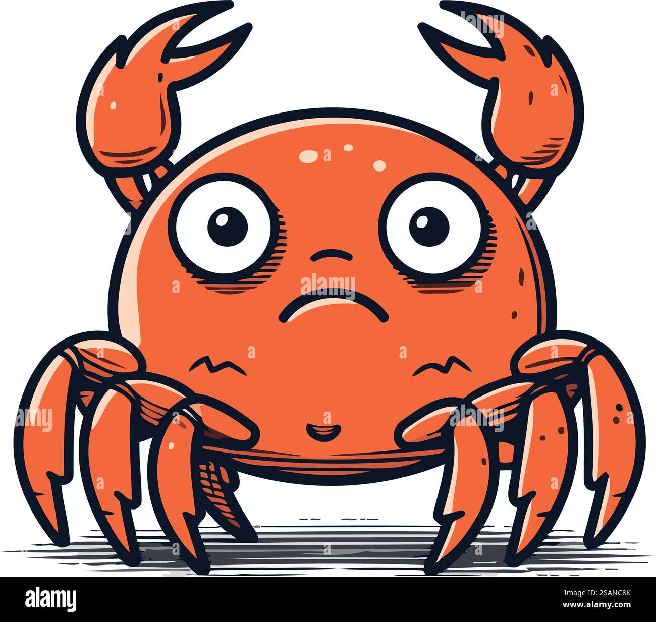 Sad crab. Vector illustration of a cartoon crab on white background ...