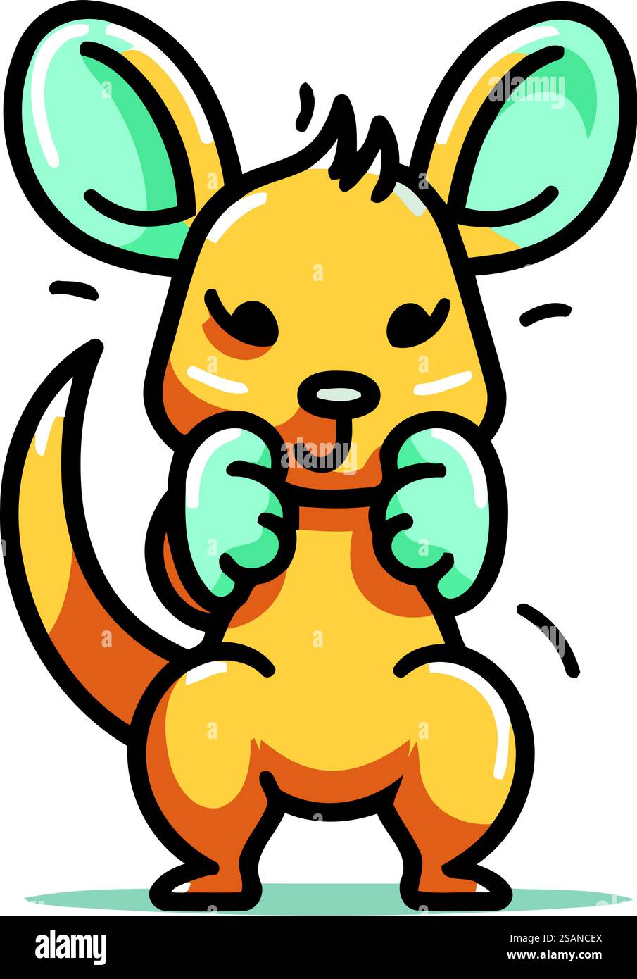 Cute kawaii cartoon kangaroo. Vector illustration Stock Vector Image ...